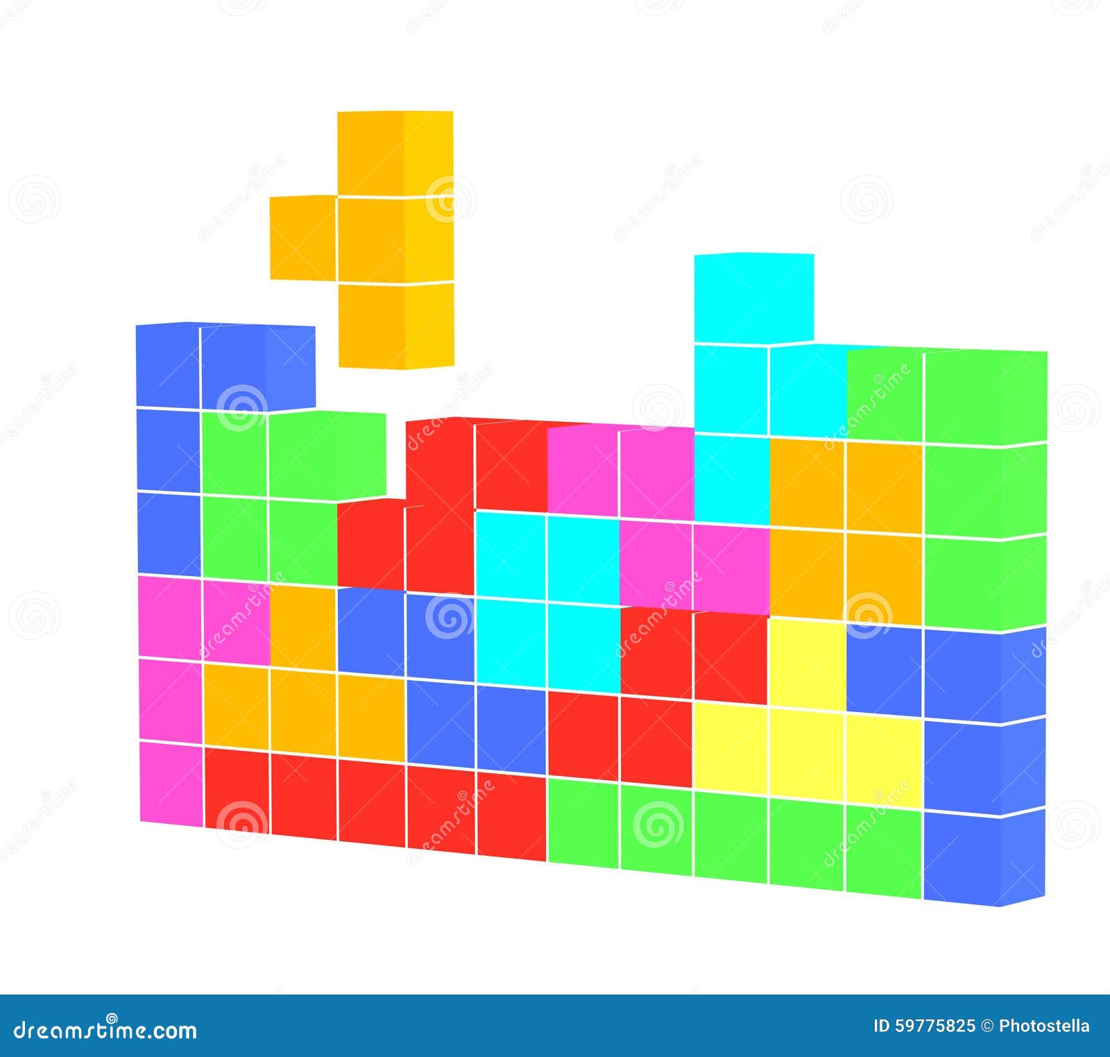 Tetris game 3D cubes stock illustration. Illustration of elements ...