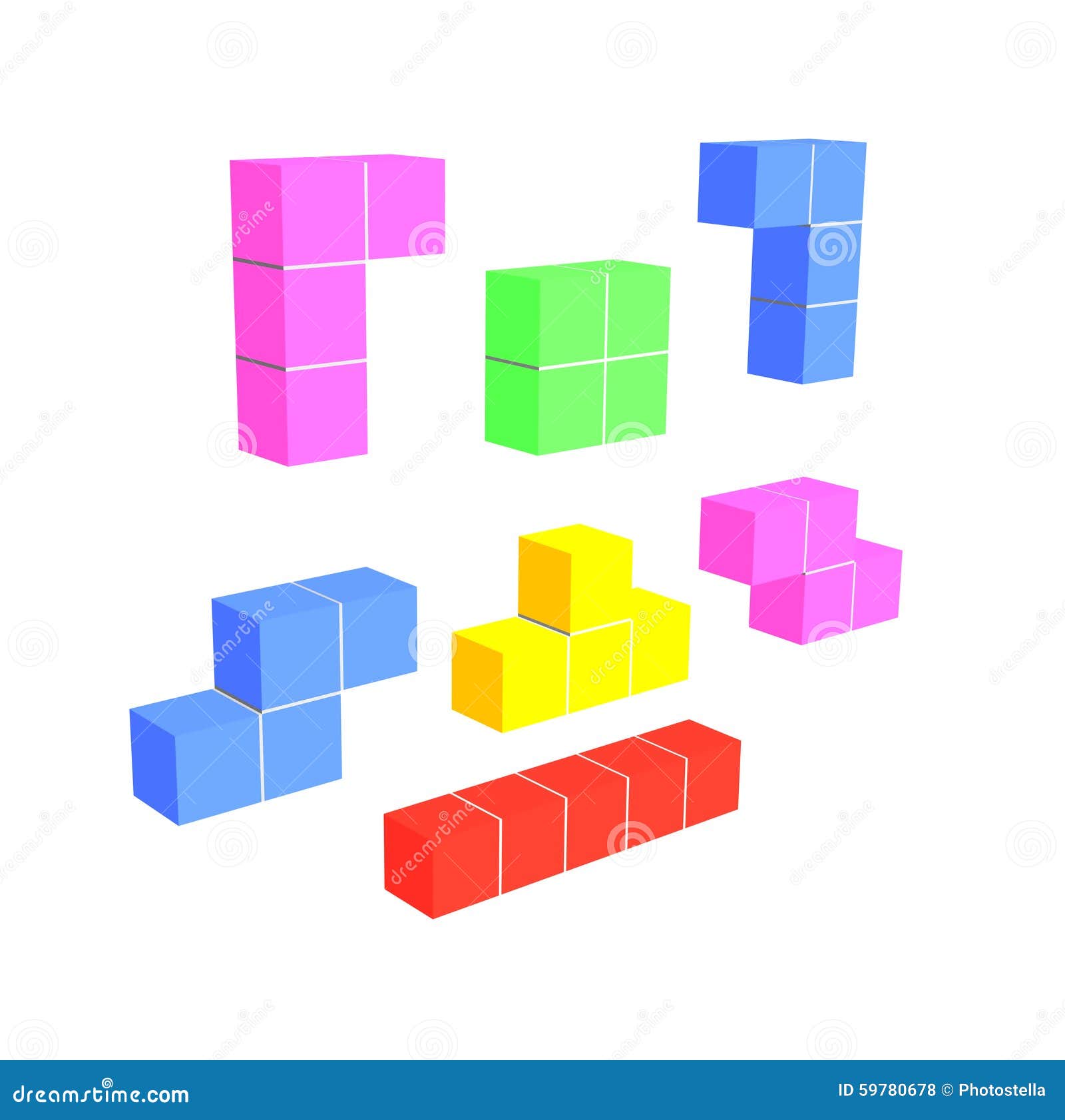 Tetris game 3D cubes stock illustration. Illustration of puzzle - 59780678