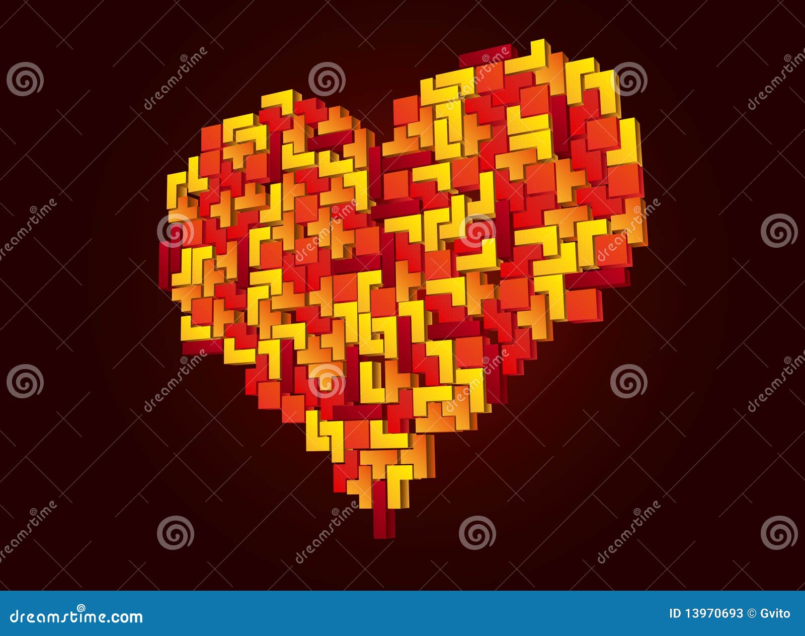 Tetris heart stock vector. Illustration of puzzle, arcade - 13970693