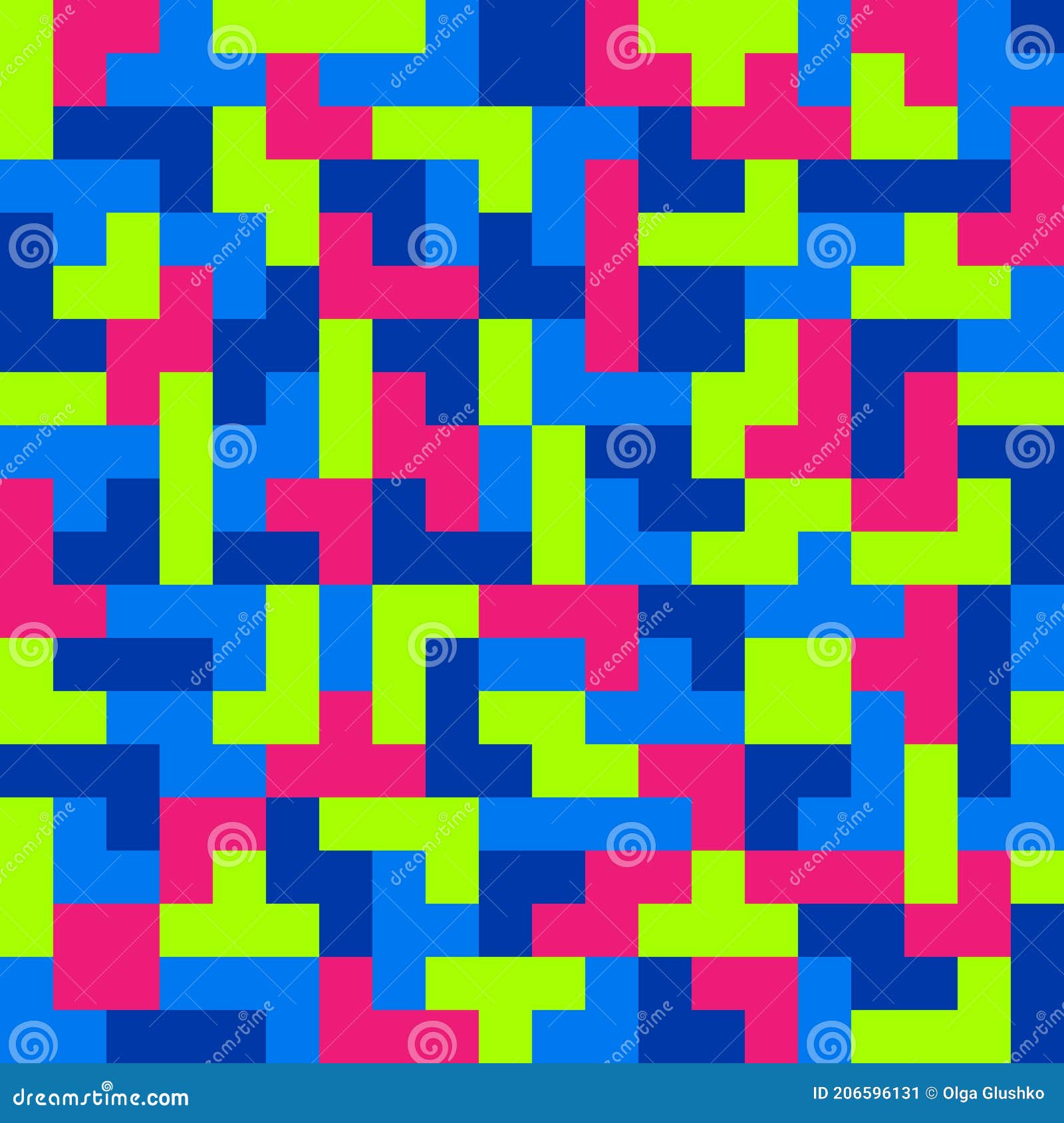 Tetris Pattern in Flat Style, Seamless Vector Stock Illustration ...