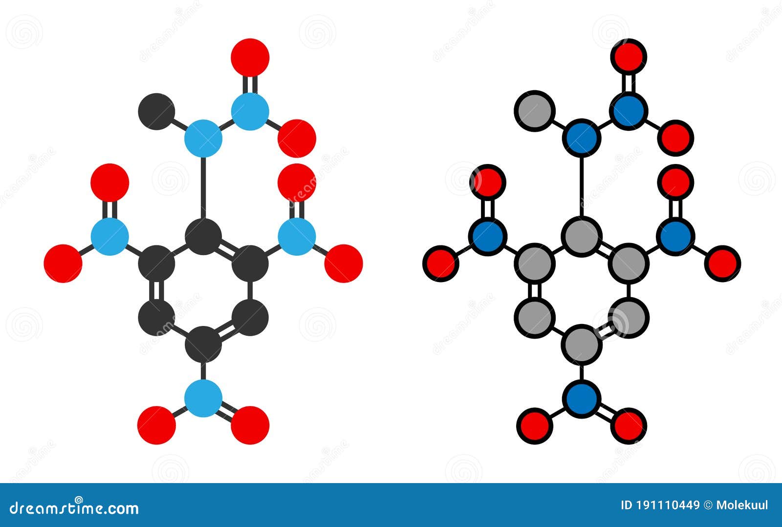Tetryl explosive molecule stock vector. Illustration of ...