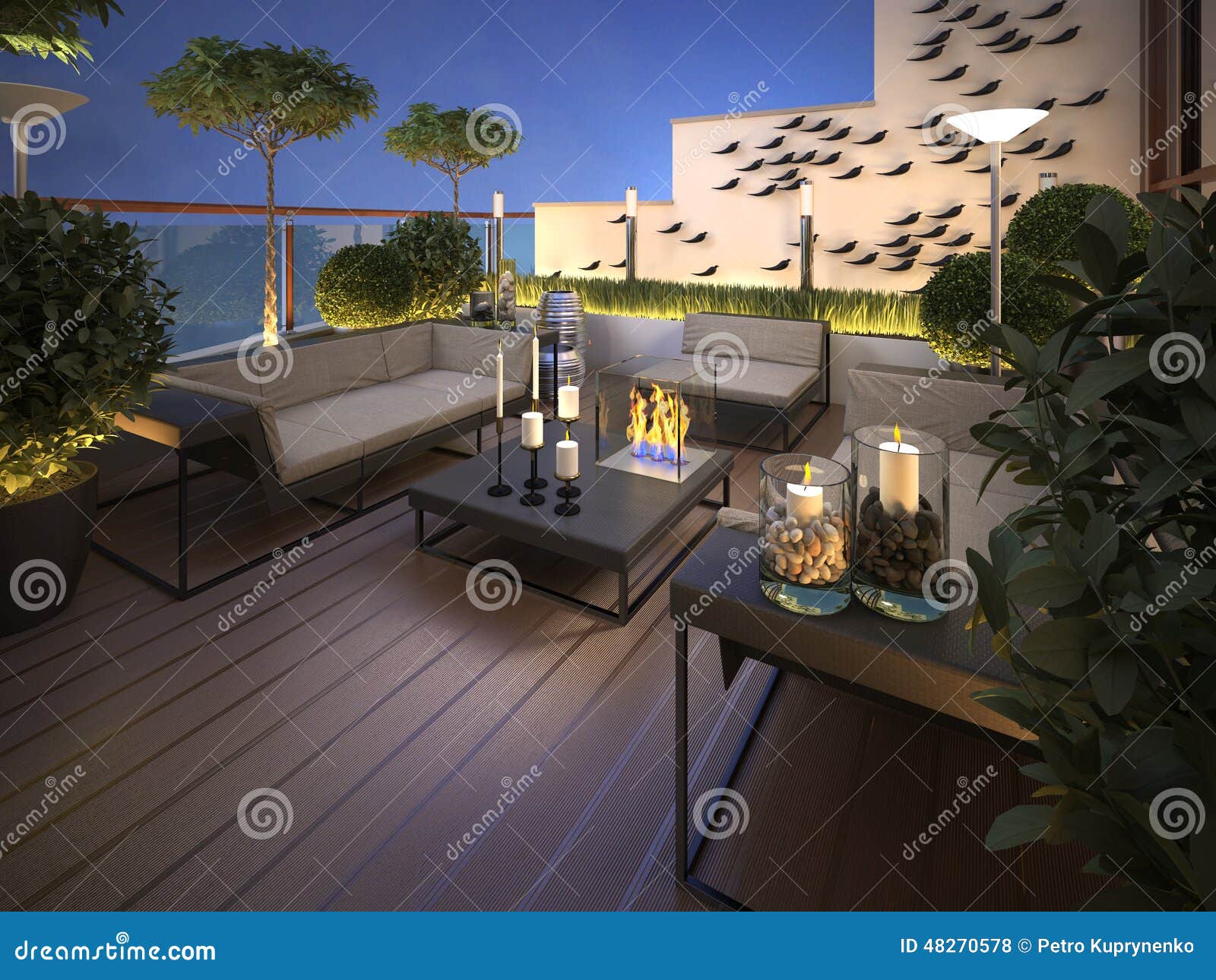 Tetto - Terrazzo in Uno Stile Moderno Illustrazione di Stock ...