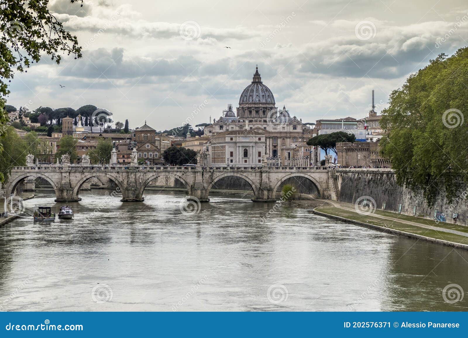The Tevere River with the Vatican in Background Stock Image - Image of ...