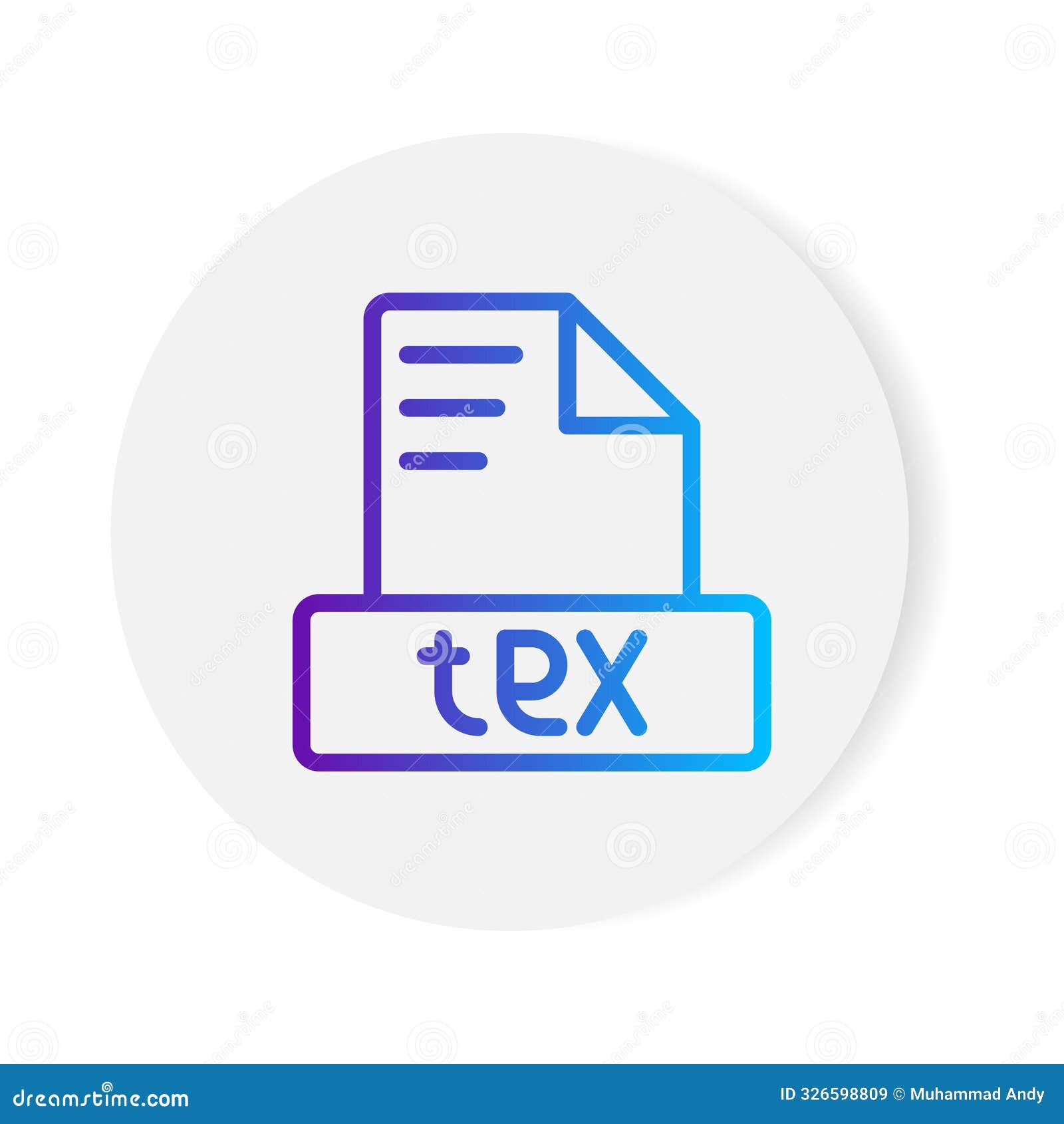 Tex Document Format File Icon. with Gradient Outlines. Vector ...