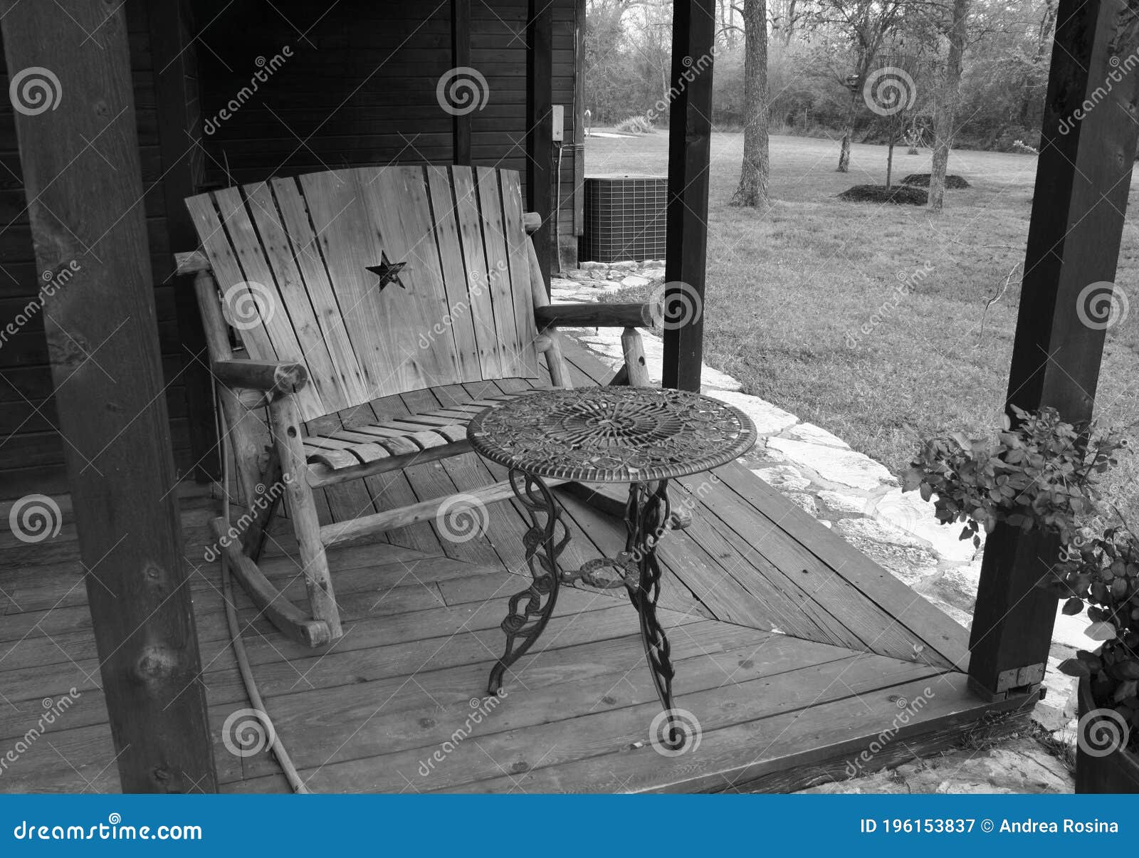 Texan Style Rocking Chair with Table Stock Image - Image of wodd, house ...