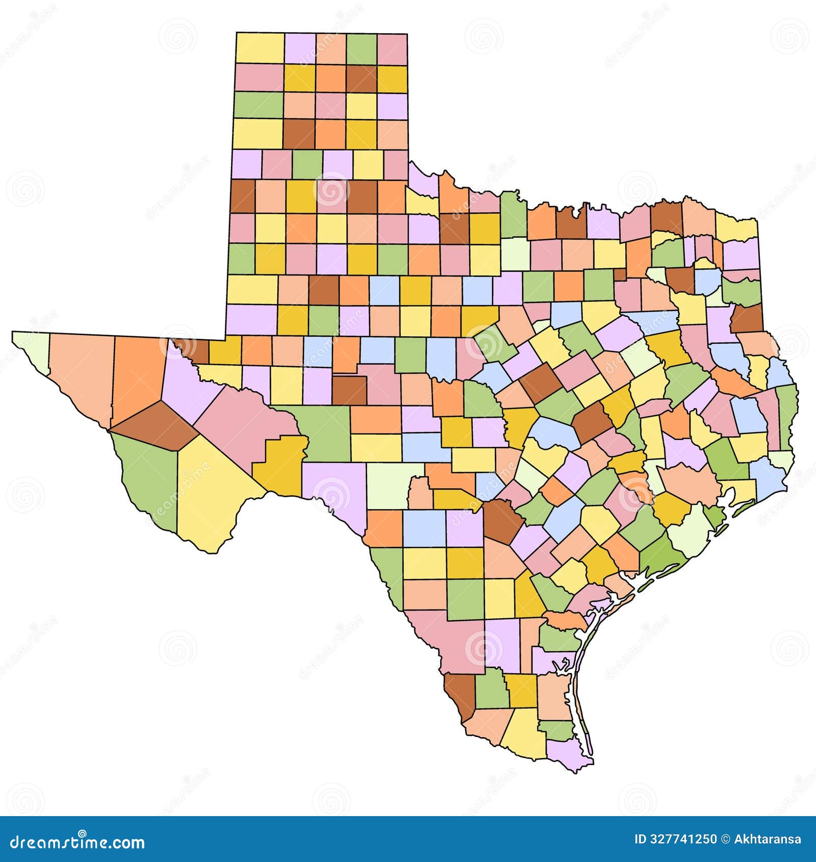 Texas Administrative Colored Map with Counties Stock Illustration ...