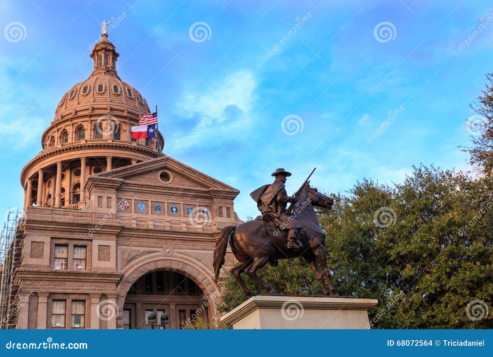Texas Capitol Building with Ranger Statue Stock Photo - Image of inside ...