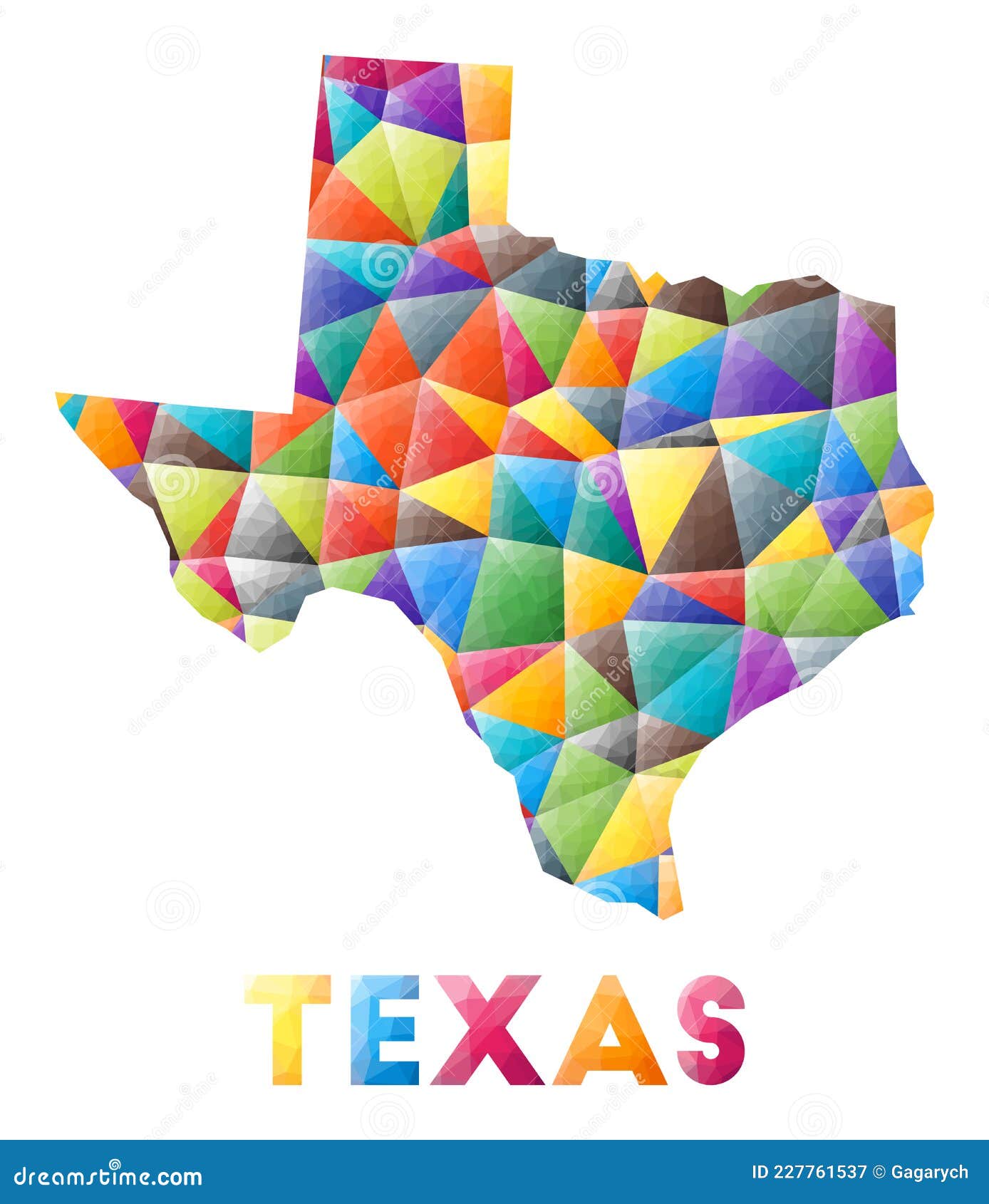 Texas - Colorful Low Poly Us State Shape. Stock Vector - Illustration ...