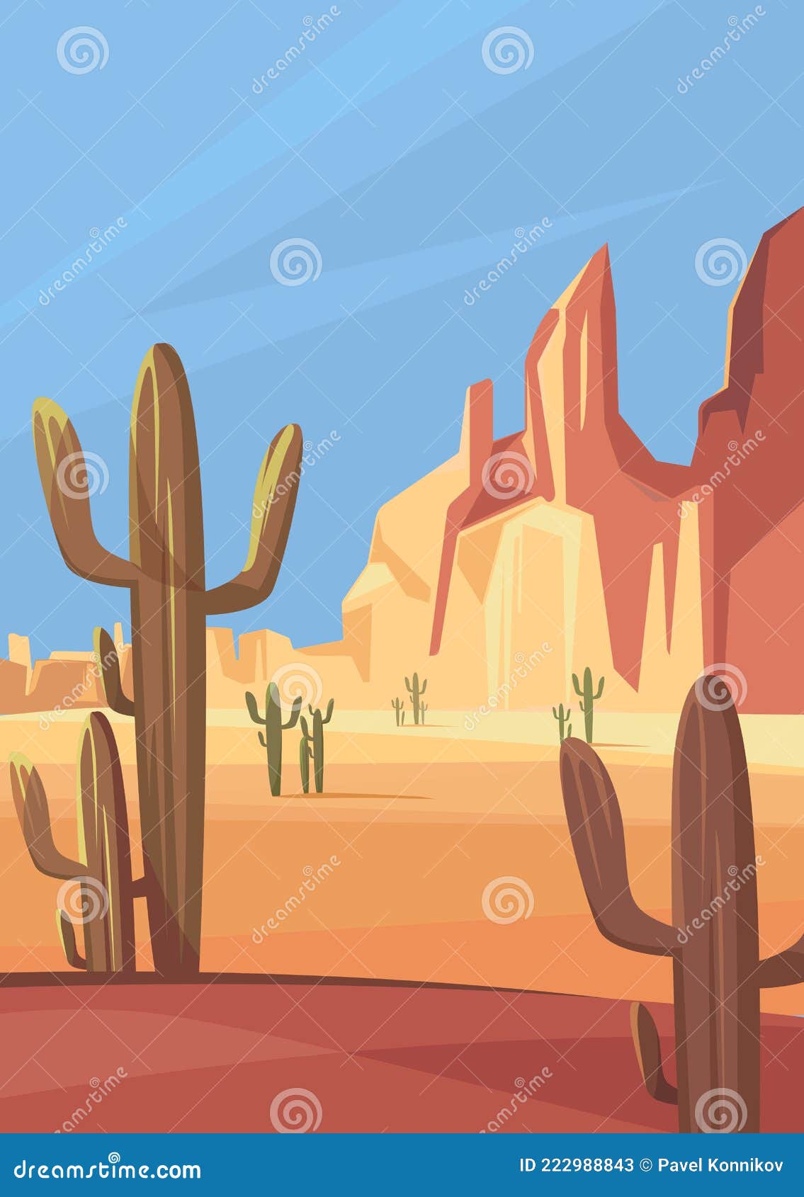 Texas desert scenery. stock vector. Illustration of ground - 222988843