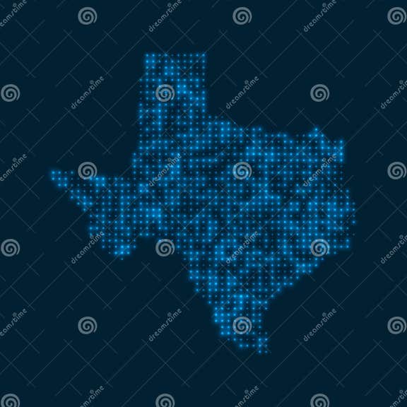 Texas dotted glowing map. stock vector. Illustration of futuristic ...