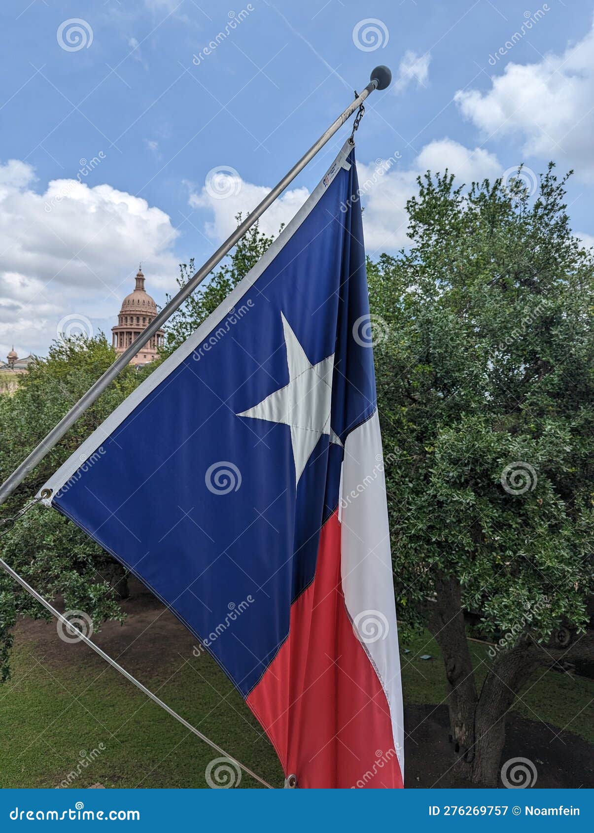 Texas Flag and Texas Congress in the Background in Austin Texas Stock ...