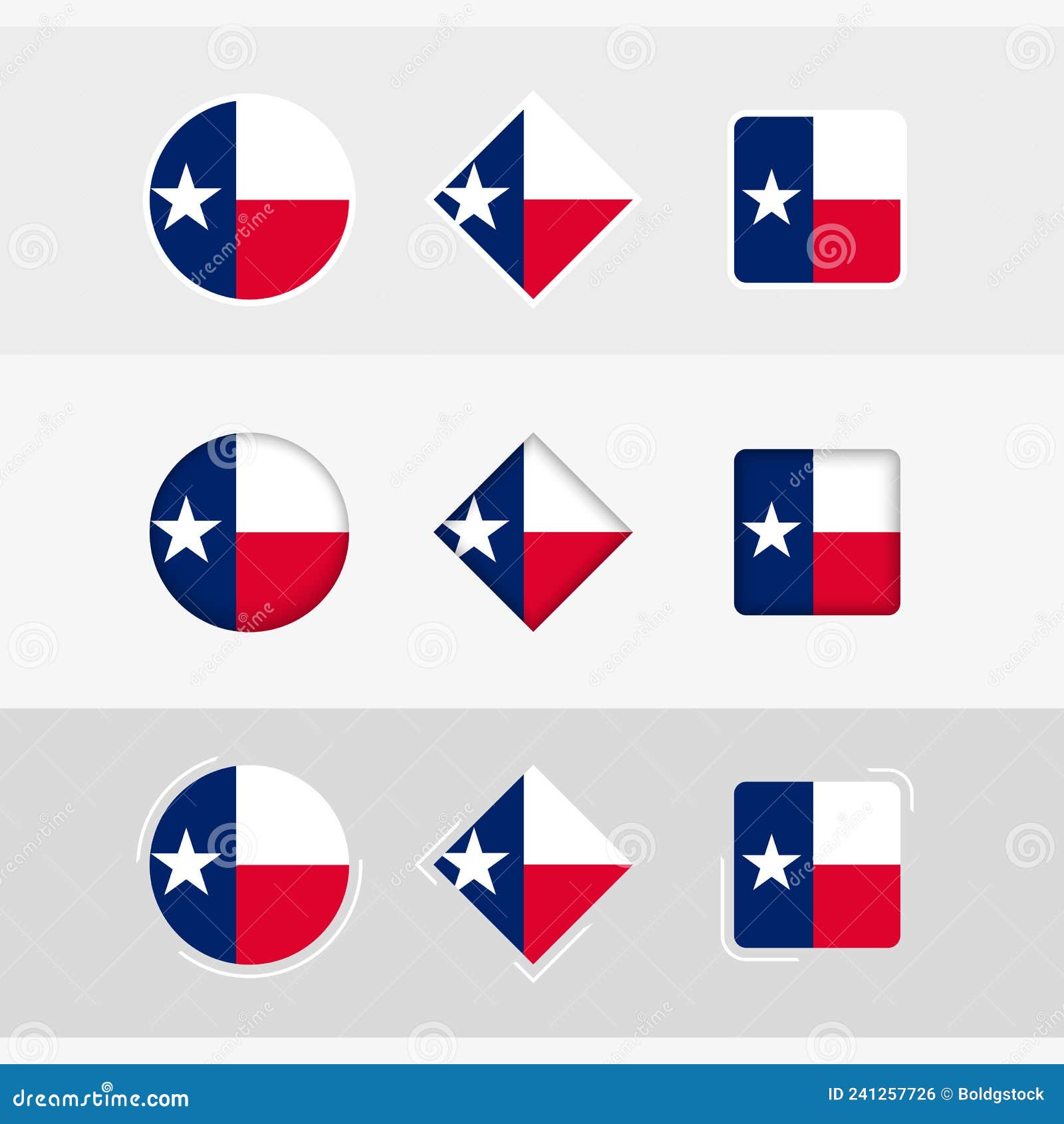 Texas Cut Out Map Inner Shadow With Flag Underneath Vector Illustration ...