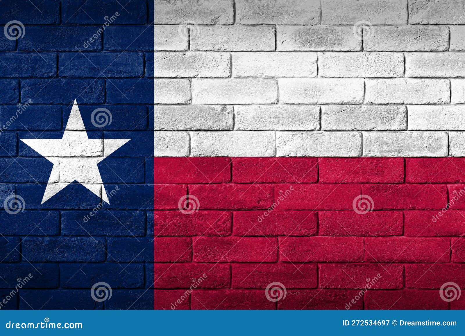 Texas Flag Painted on a Brick Wall. Stock Image - Image of tile ...