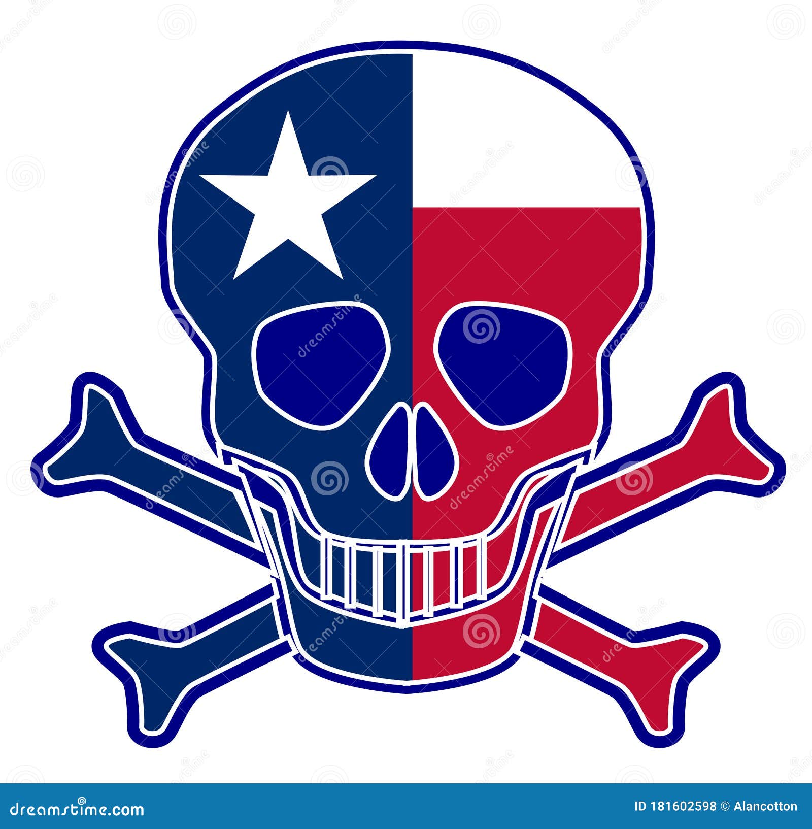 Texas Flag Skull stock vector. Illustration of indication - 181602598