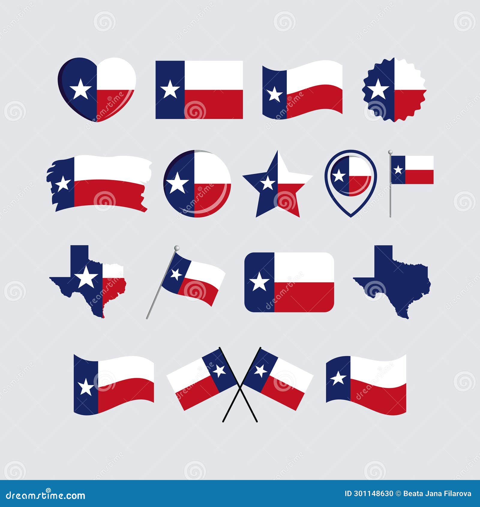 Texas Flag Icon Set Vector Isolated on a Gray Background Stock Vector ...