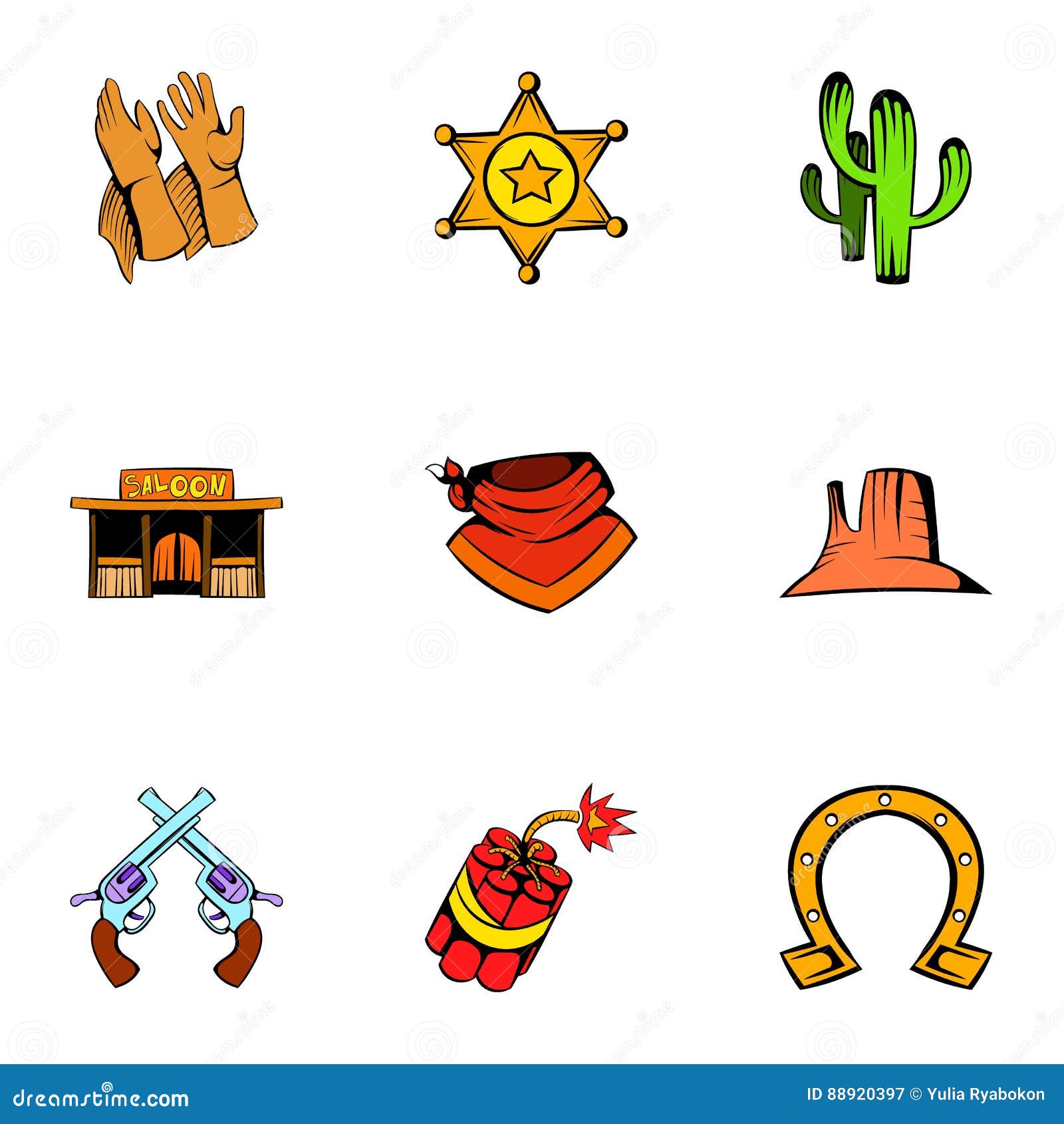 Texas Icons Set, Cartoon Style Stock Vector - Illustration of icon ...