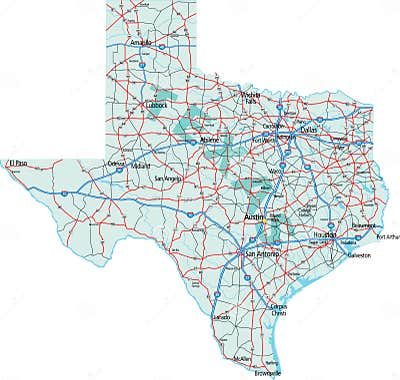 Texas Interstate Map stock vector. Illustration of texas - 7551187