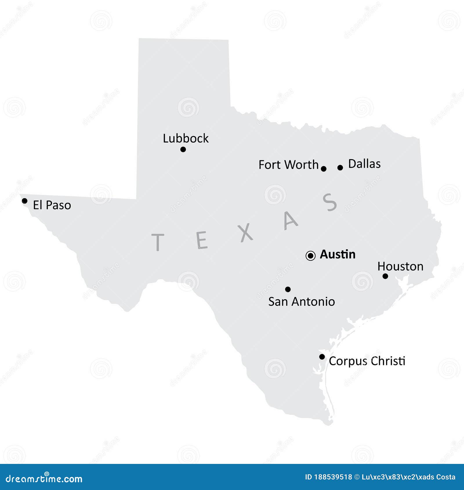 Texas isolated map stock illustration. Illustration of south - 188539518