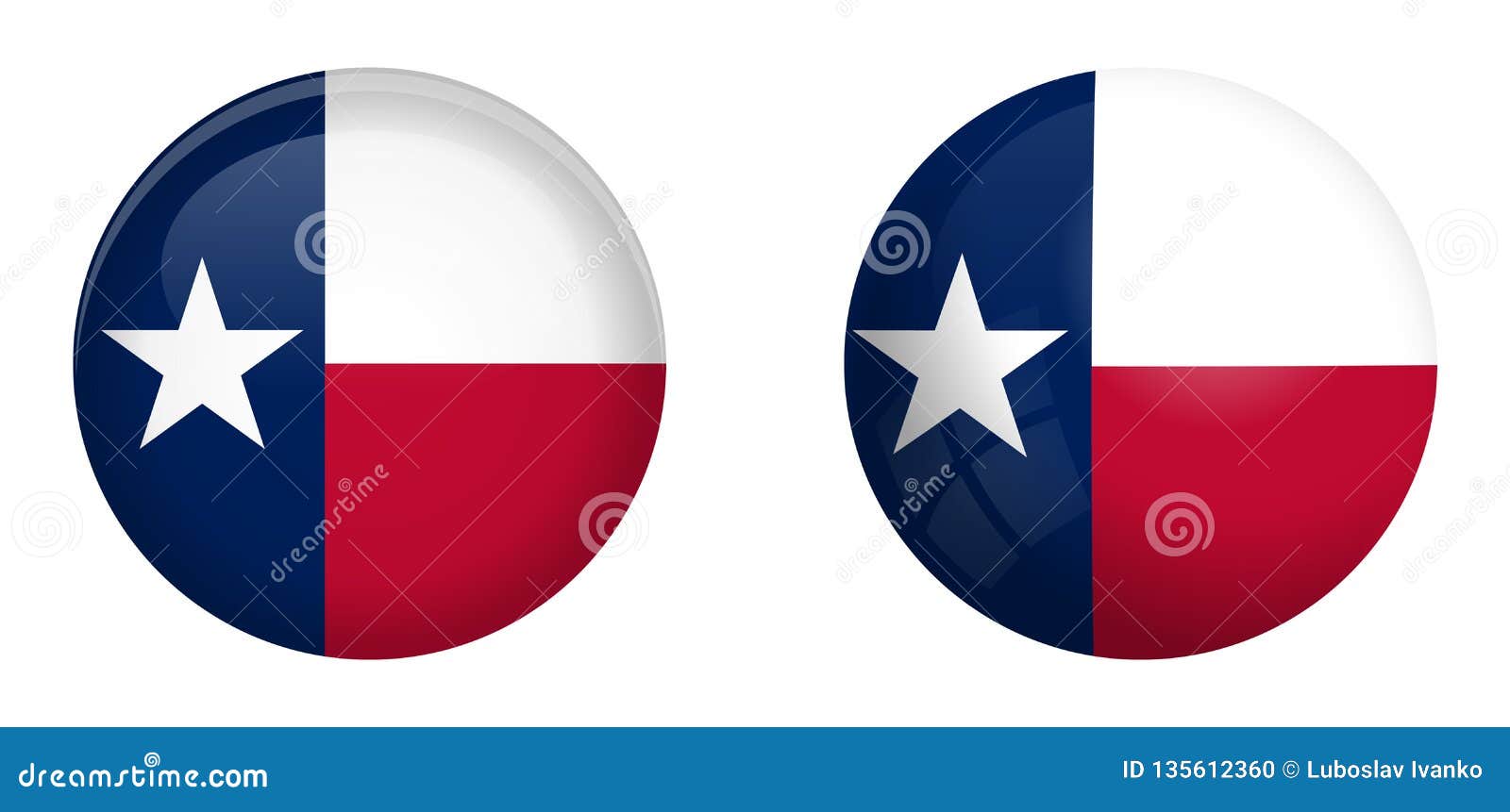 Texas Lone Star Flag Under 3d Dome Button and on Glossy Sphere / Ball ...