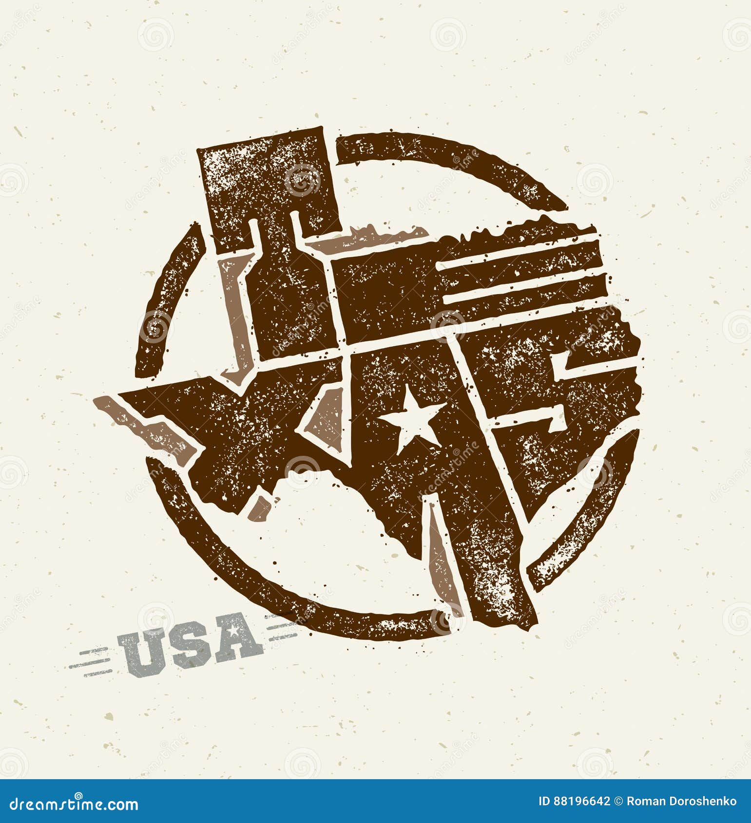 Texas the Lone Star USA State Creative Vector Concept on Natural Paper ...