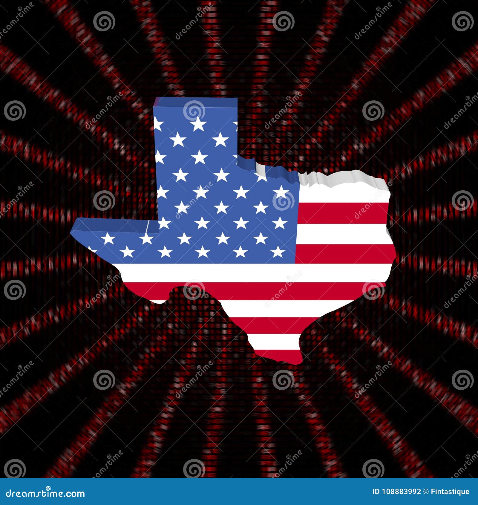 Texas Map Flag on Red Hex Code Burst Illustration Stock Illustration ...