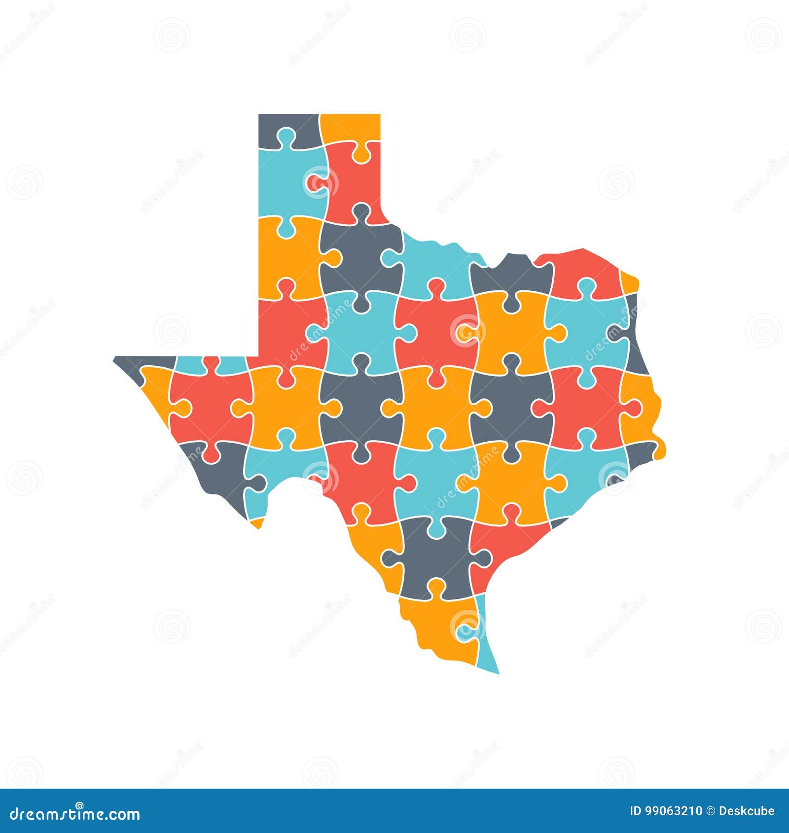 Texas Map Rebuild Puzzle Solution InfoGraphic Illustration Stock ...