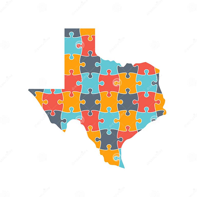 Texas Map Rebuild Puzzle Solution InfoGraphic Stock Illustration ...