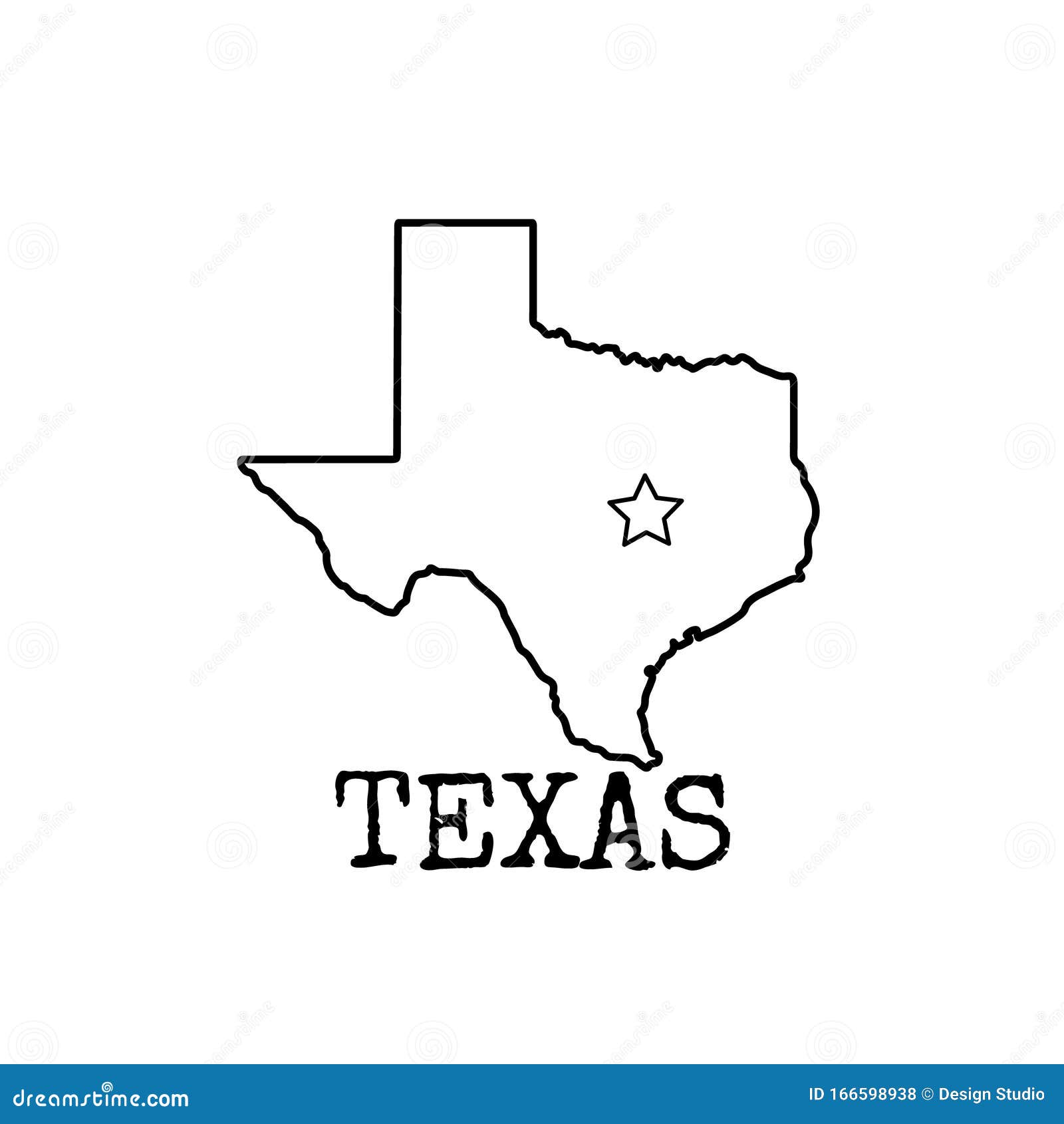 Texas Map Shape Icon. Black and White Line Drawing Stock Vector ...