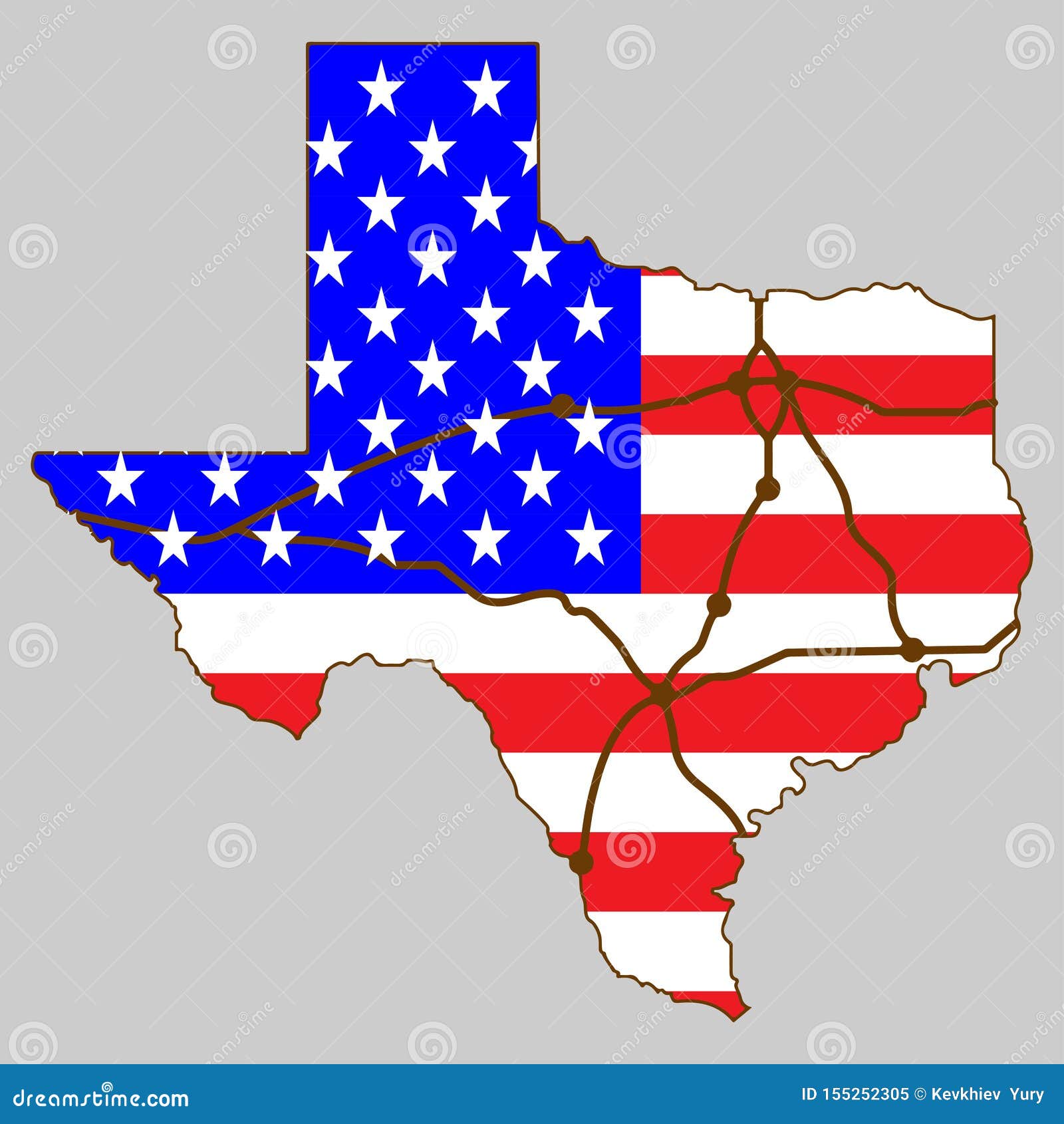 Texas Map on USA Flag Logo Vector Stock Vector - Illustration of ...