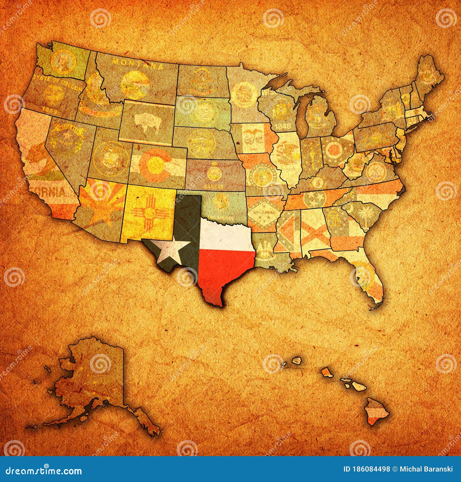 Texas on map of usa stock photo. Image of division, country - 186084498