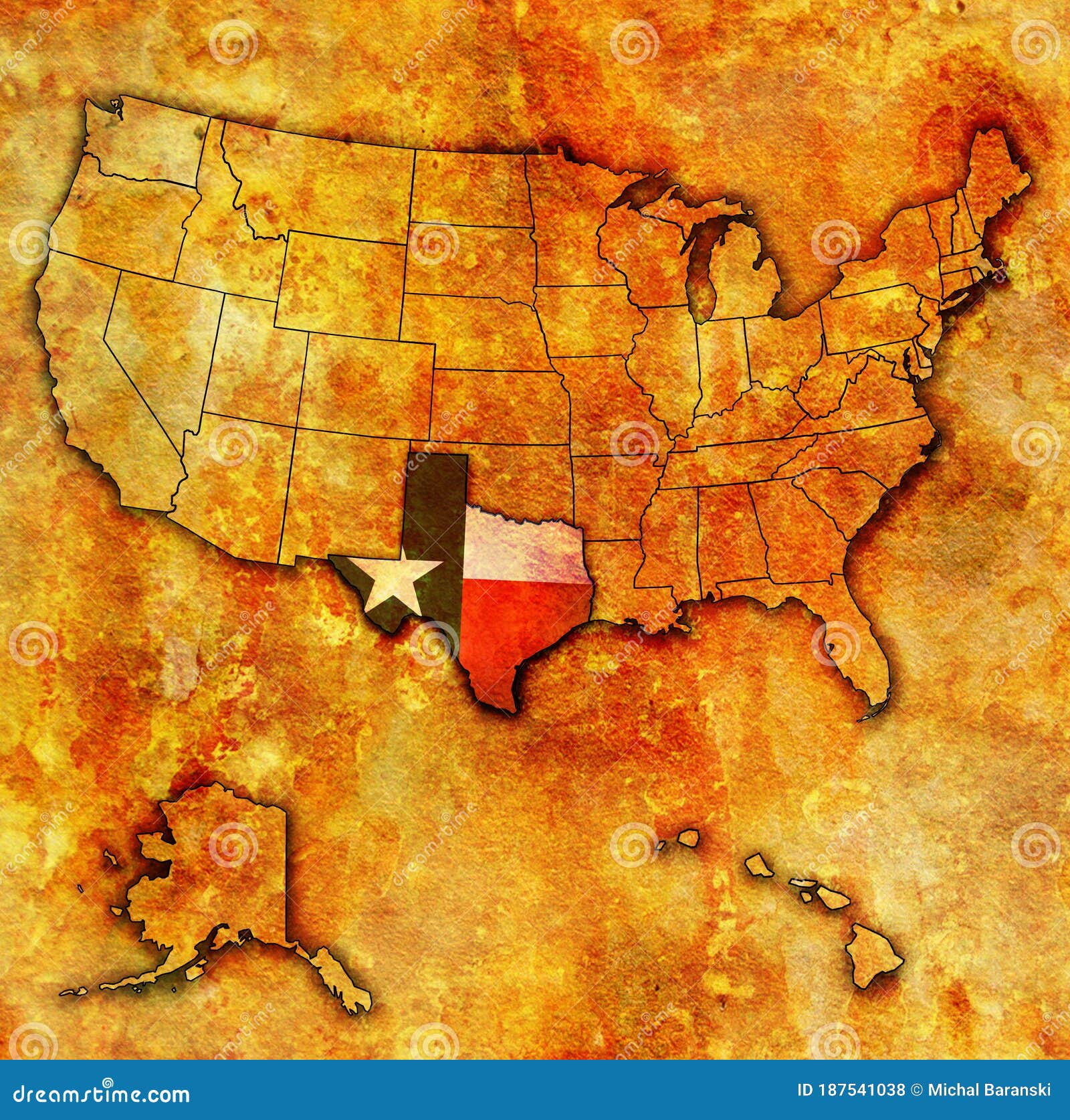 Texas on map of usa stock illustration. Illustration of isolated ...
