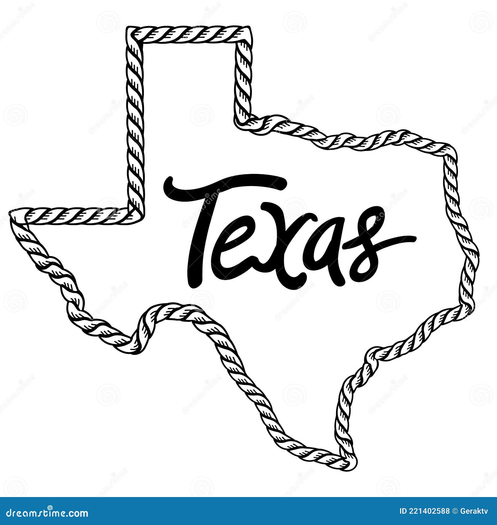 Texas Map Vector Illustration. Texas Lasso Rope Frame with Text ...