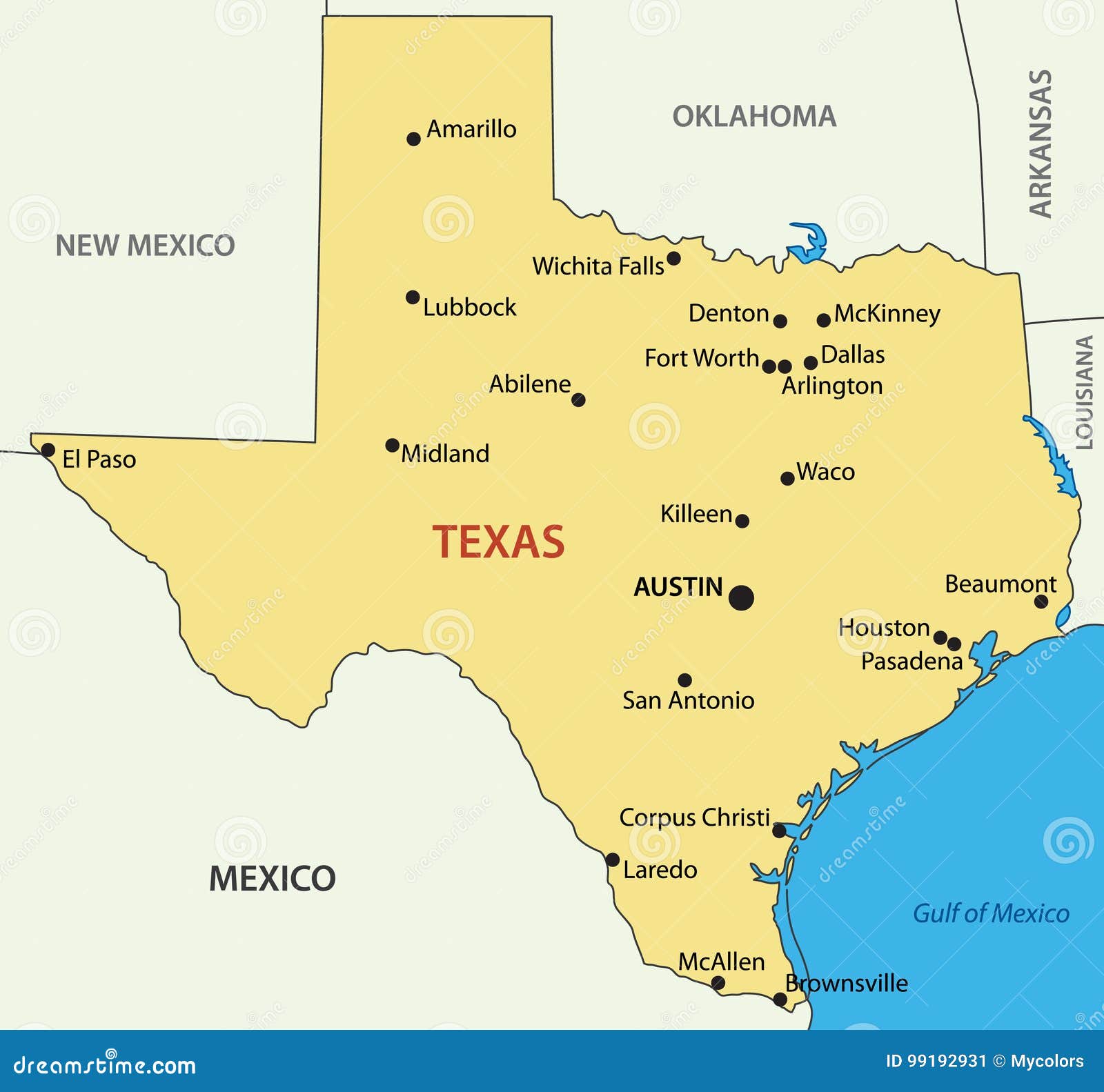 Texas - Mapa Do Vetor Do Estado De E.U. Ilustração do Vetor ...