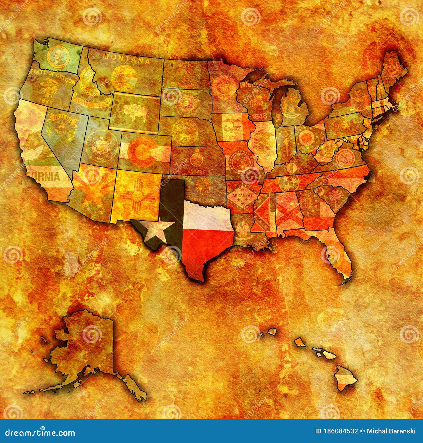 Texas on map of usa stock illustration. Illustration of grunge - 186084532