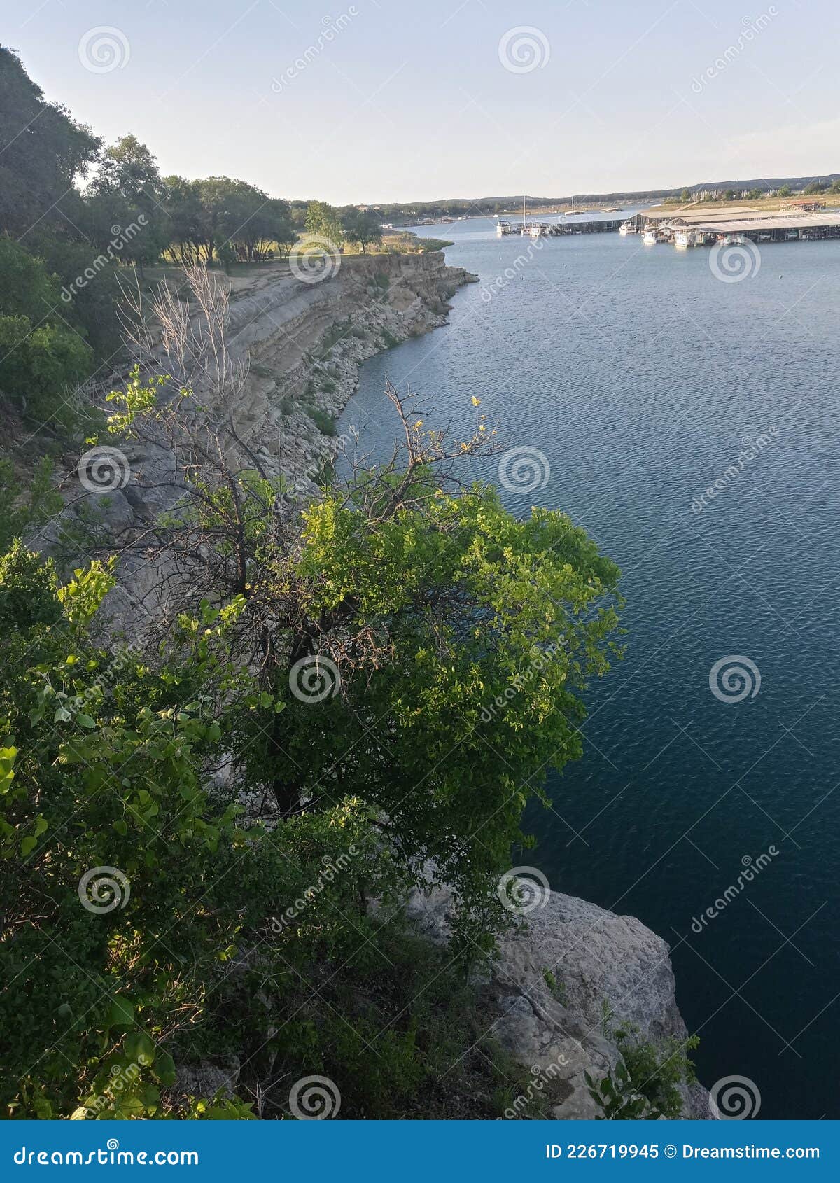 Texas park cliff and water stock image. Image of cliff - 226719945