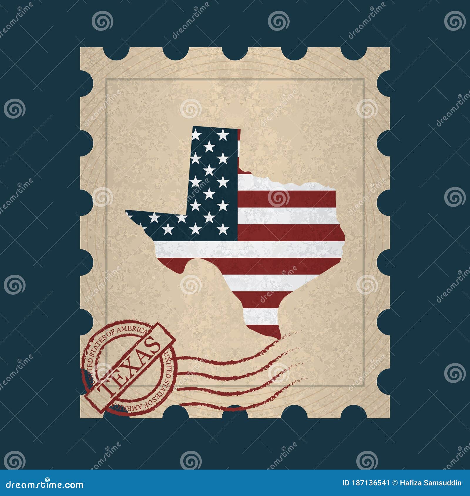 Texas Postage Stamp. Vector Illustration Decorative Design Stock Vector ...