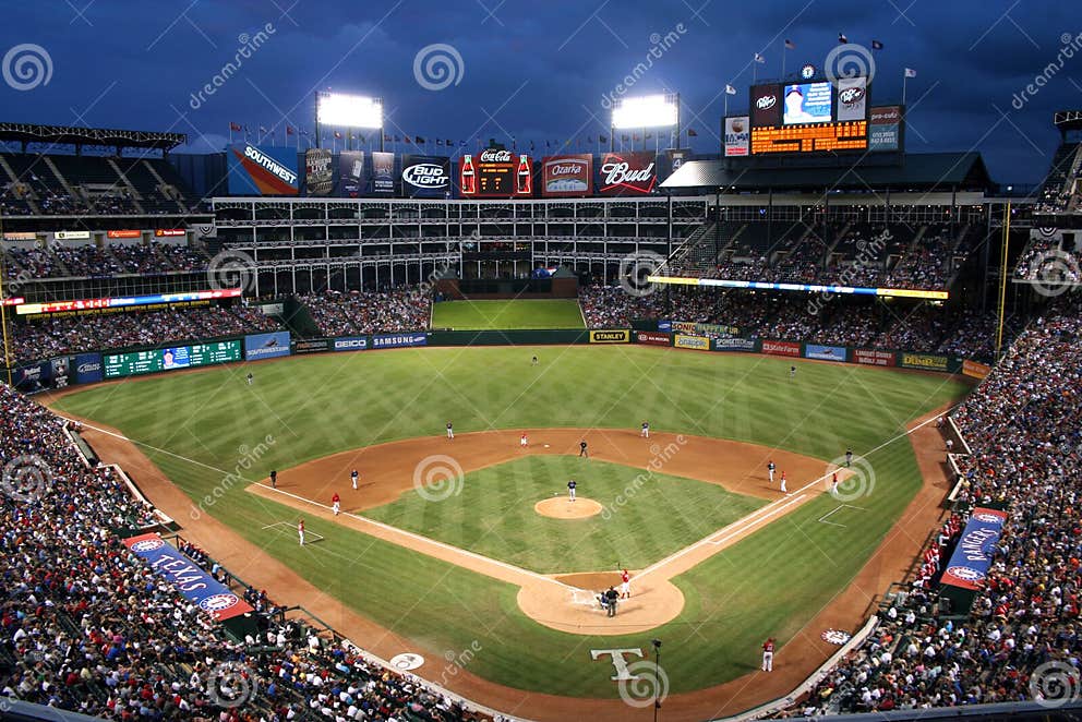 Texas Rangers Baseball Game at Night Editorial Image - Image of ...