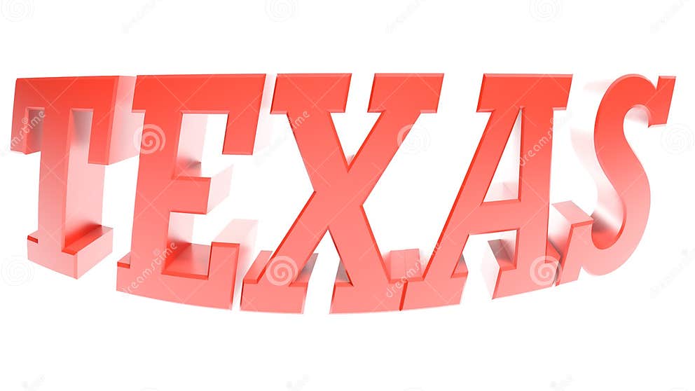 TEXAS Red Write on White Background - 3D Rendering Illustration Stock ...