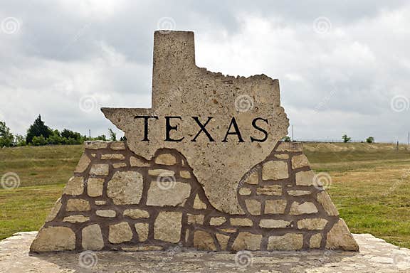Texas Road Marker Made of Stone Stock Photo - Image of stone, word ...