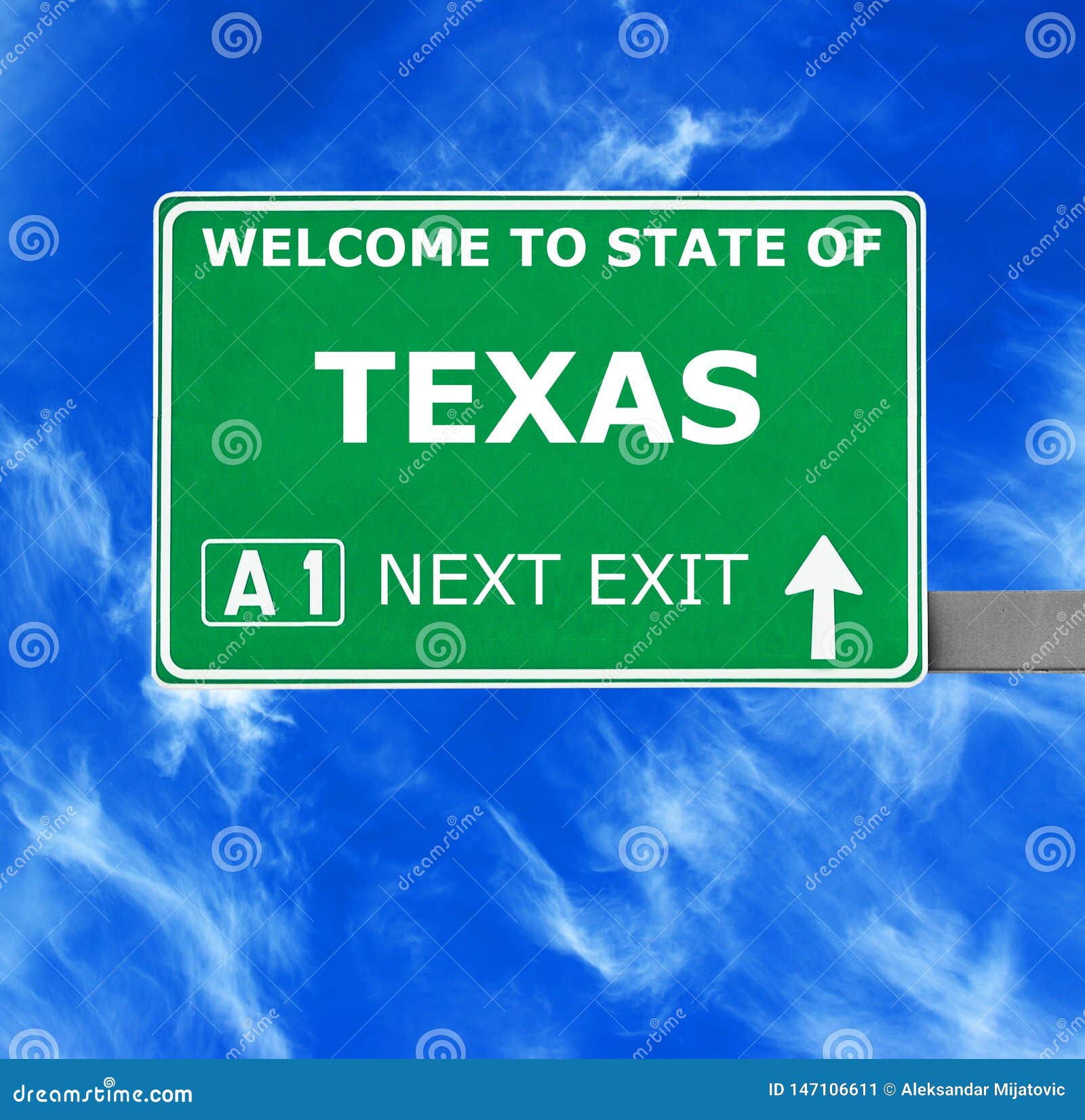TEXAS Road Sign Against Clear Blue Sky Stock Image - Image of message ...