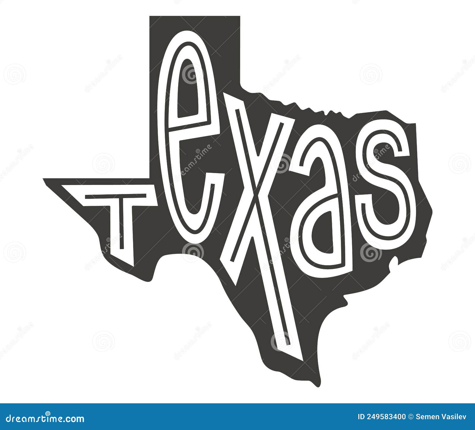 Texas. Silhouette State. Texas Map with Text Script Stock Vector ...