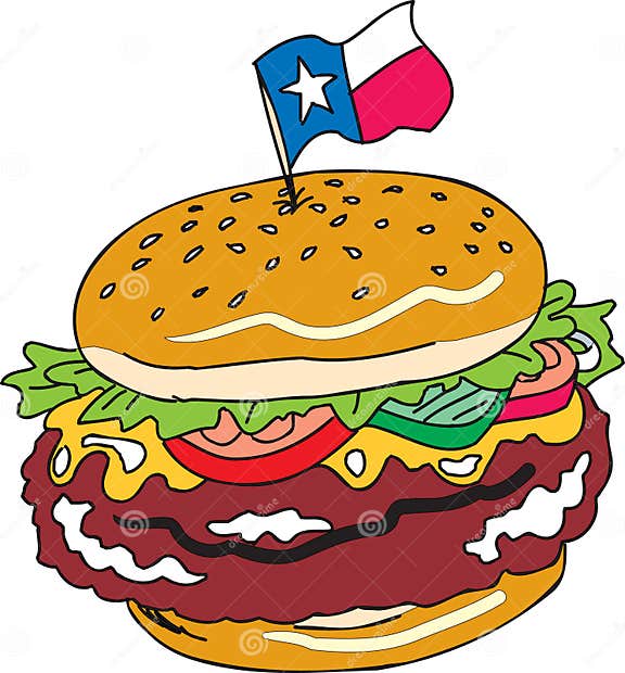 Texas Sized Burger stock vector. Illustration of melting - 5560457