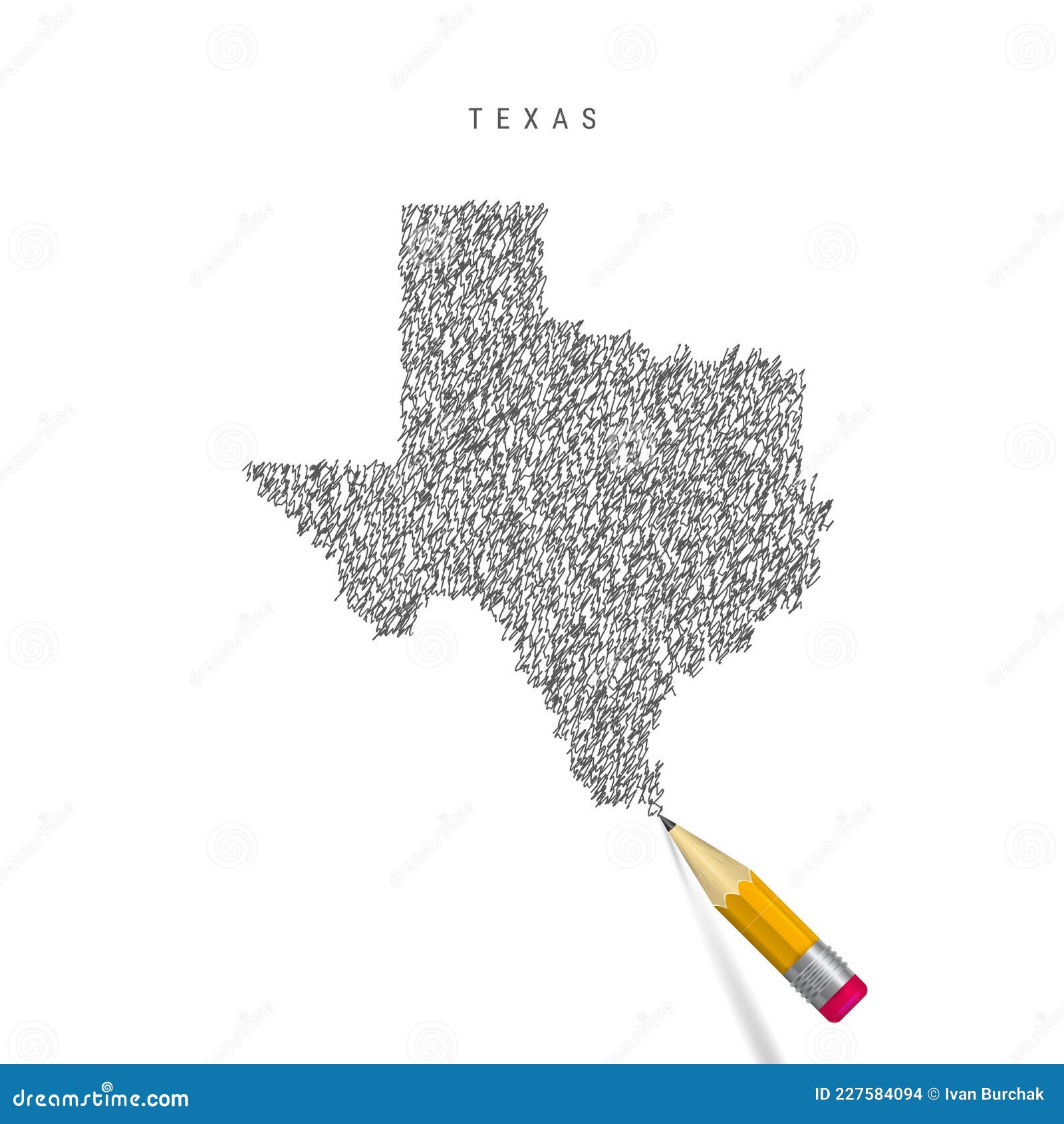 Texas Sketch Scribble Map Isolated on White Background. Hand Drawn ...