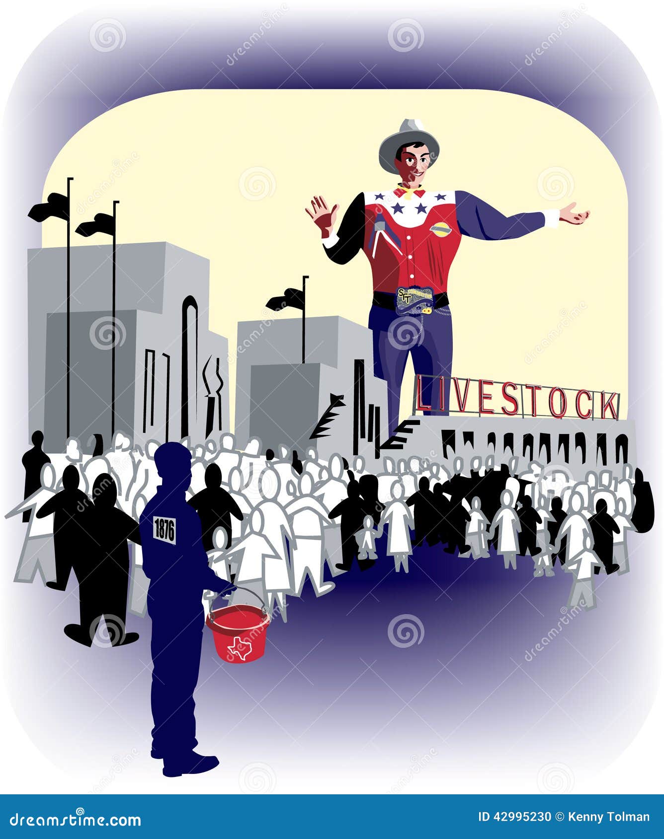 Texas State Fair with Big Tex Stock Illustration - Illustration of ...