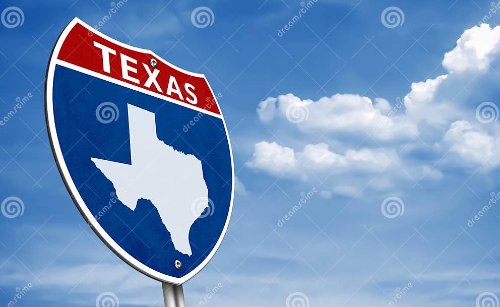 Texas State Map - Interstate Road Sign Stock Photo - Image of road ...