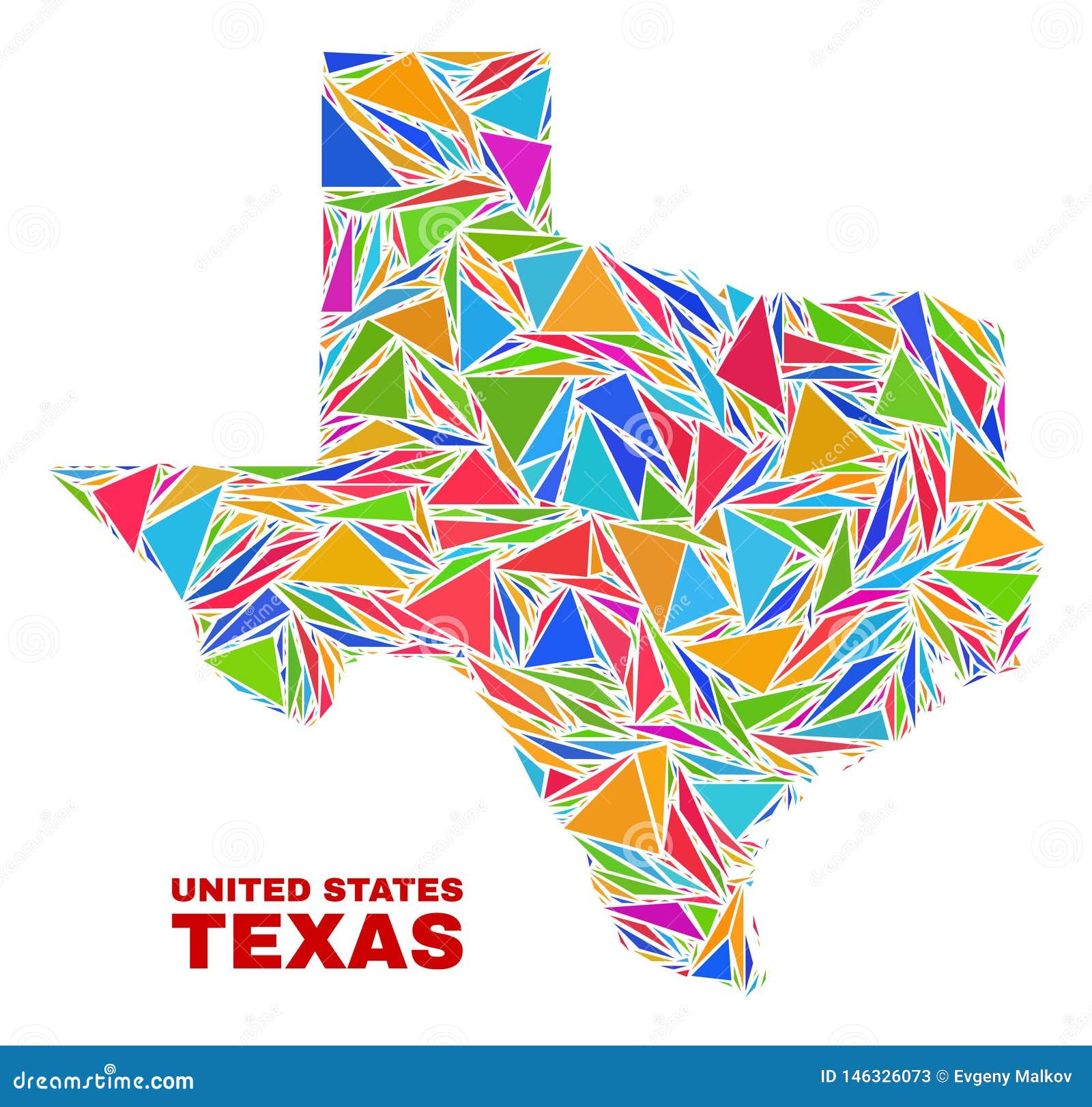 Texas State Map - Mosaic of Color Triangles Stock Vector - Illustration ...