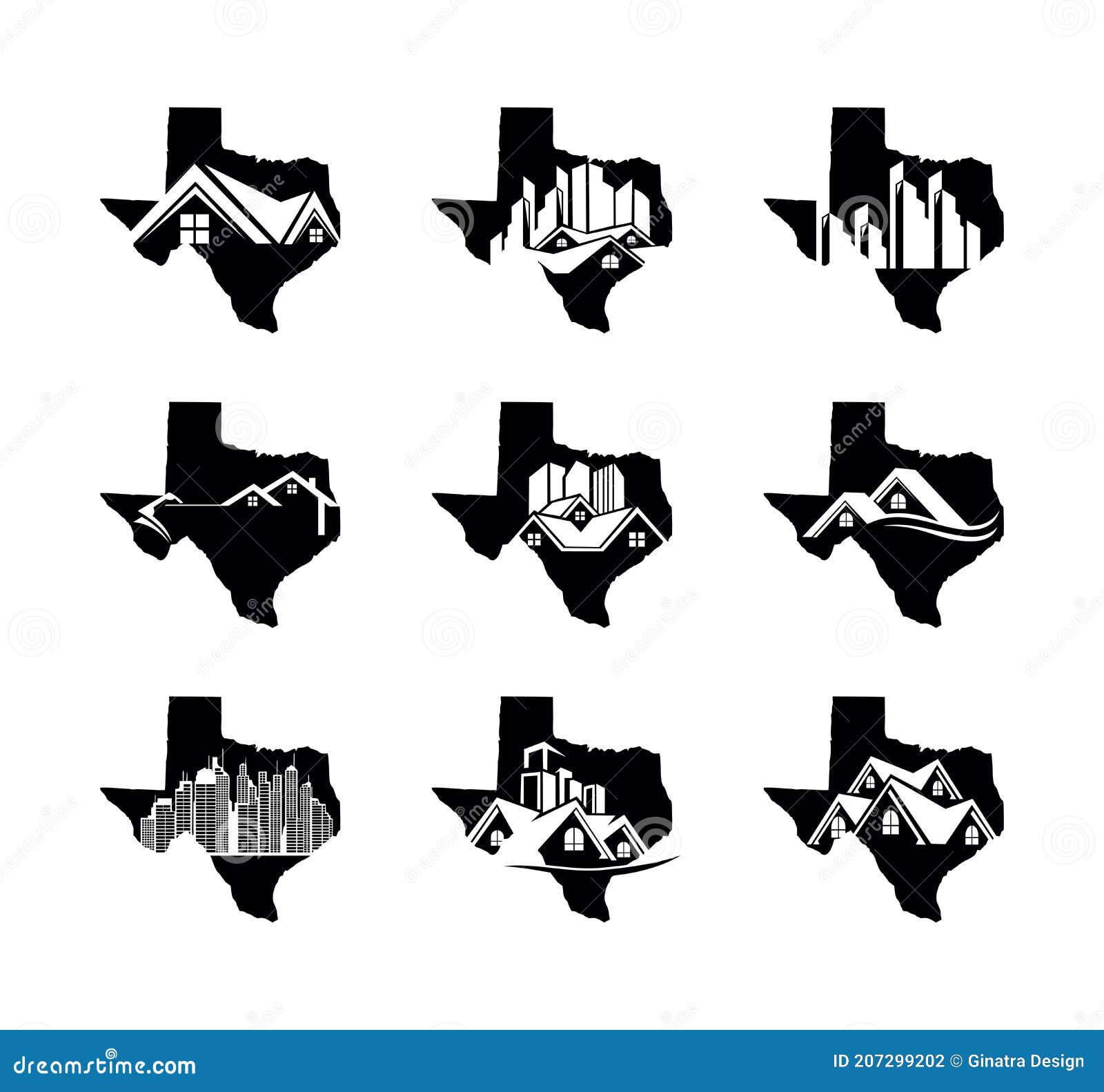 Texas State Map with Real Estate and Home Logo Stock Vector ...