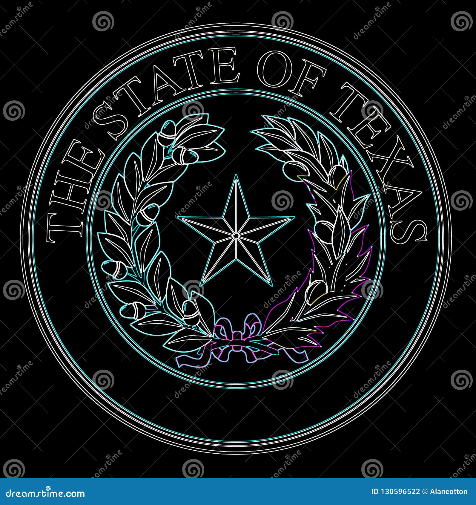Texas State Seal in Neon stock illustrationer. Illustration av ...