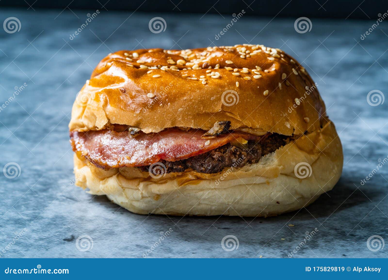 Texas Style Hamburger with Bacon / Texas Burger Stock Image - Image of ...