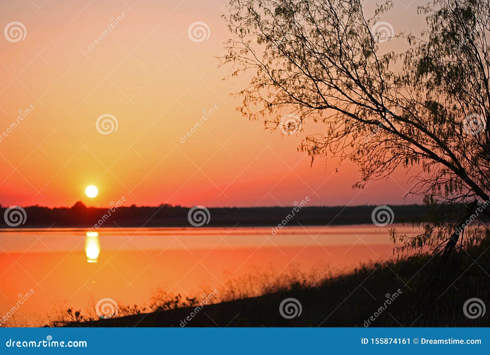 Texas Sunset Over Grapevine Lake Stock Image - Image of includes, early ...